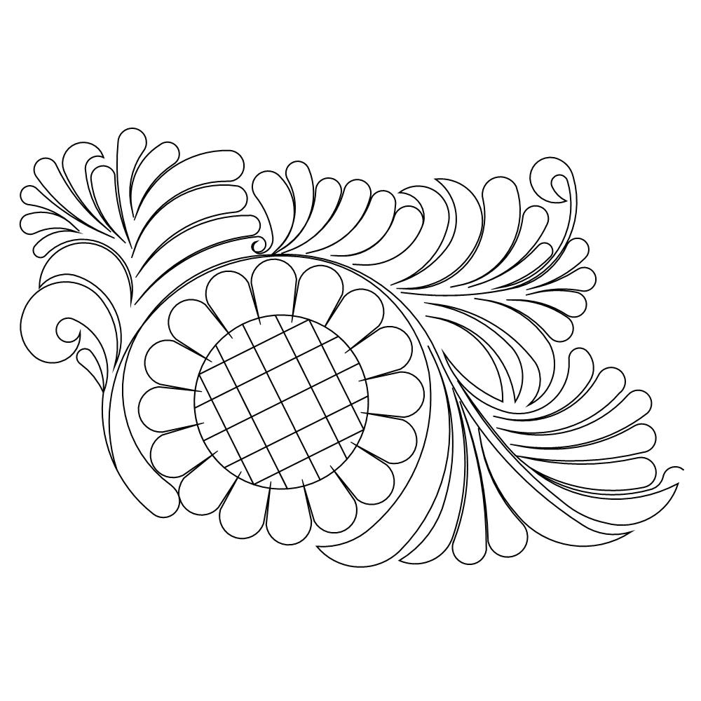 feather sunflower e2e 001 - Edge to Edge Quilting Patterns